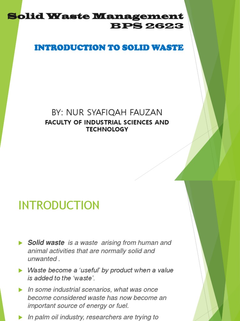 Introduction To Solid Waste Management | PDF | Municipal Solid Waste ...