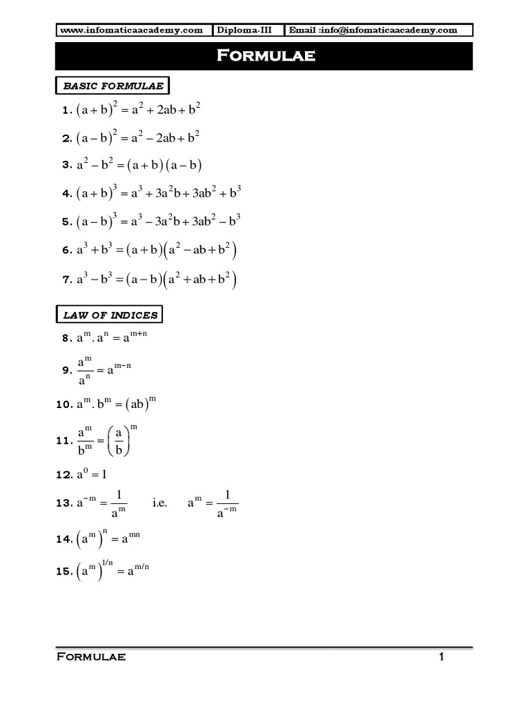 Formulae | PDF | Sine | Trigonometric Functions