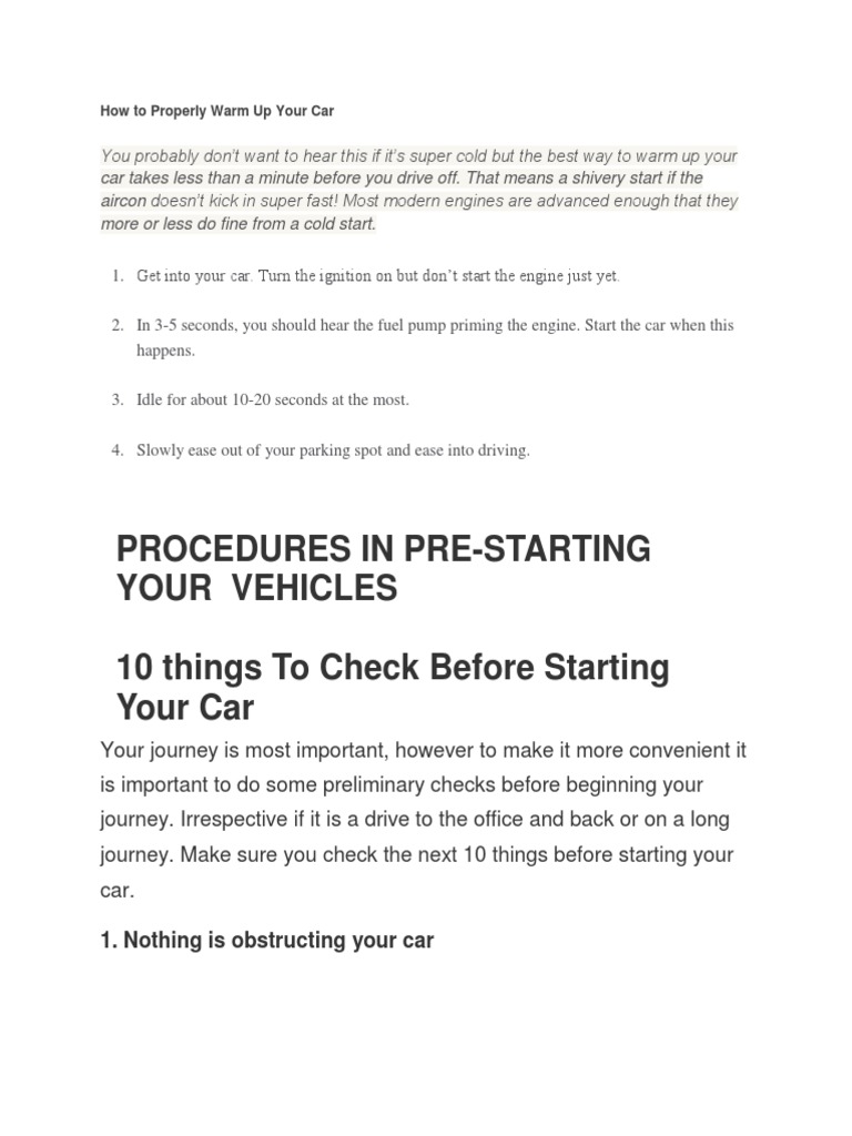 How To Properly Warm Up Your Car | PDF | Motor Oil | Seat Belt