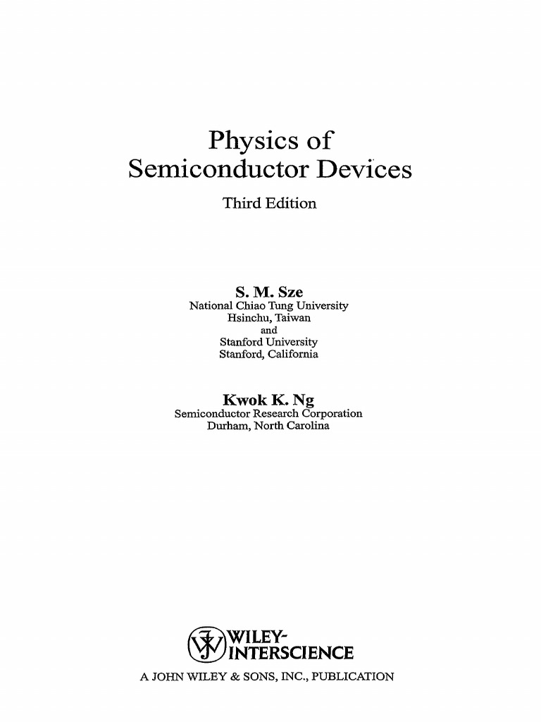 Physics of Semiconductor Devices: Third Edition | PDF | Semiconductors | Condensed Matter