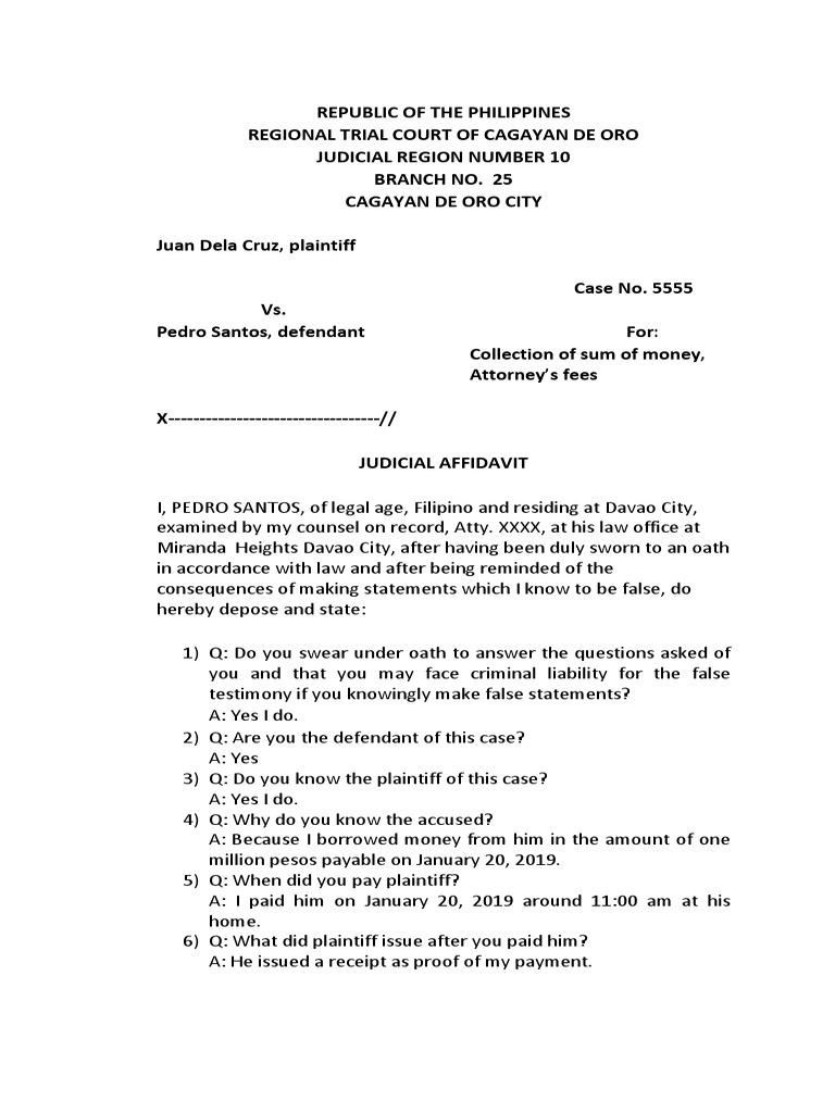 Judicial Affidavit | PDF | Affidavit | Legal Procedure