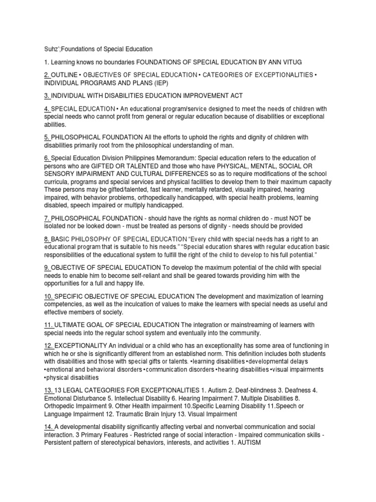 Foundations Of Special Education An Overview Of Philosophies