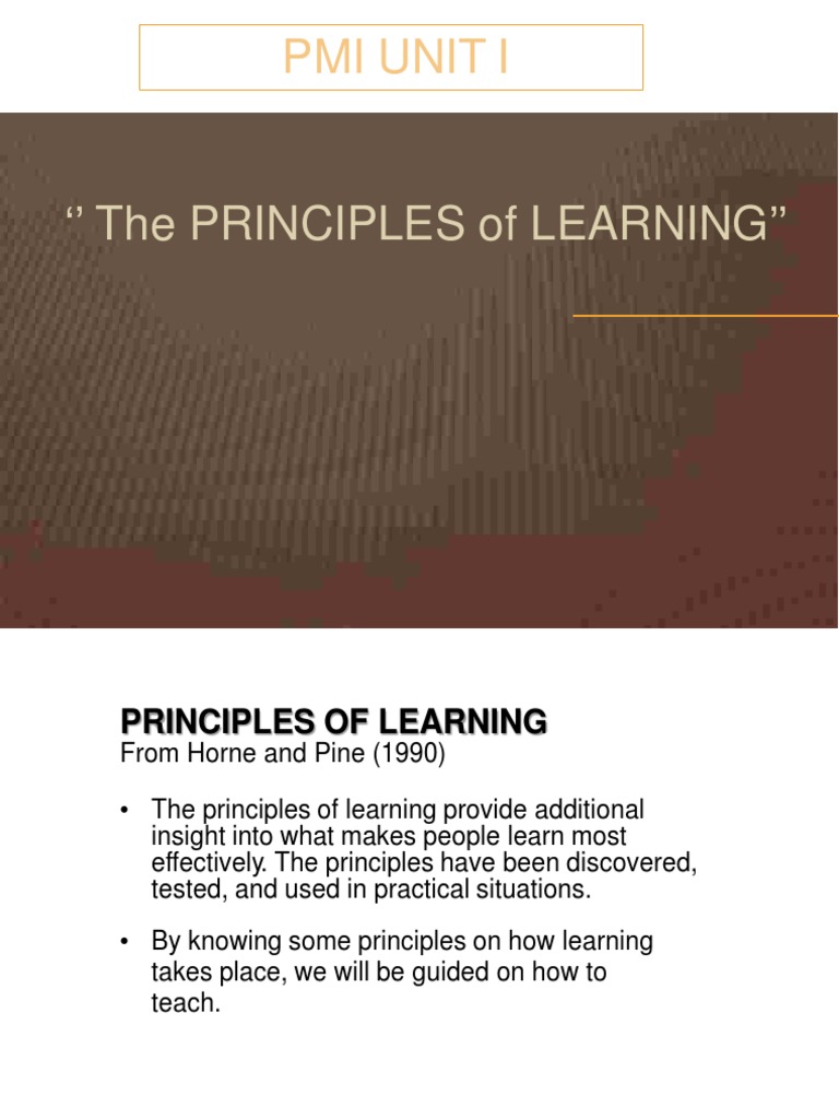 Pmi Unit I: ' The Principles of Learning '' | PDF | Metaphysics Of Mind ...