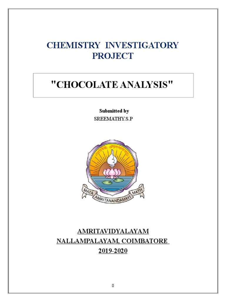 Chocolate Analysis: Chemistry Investigatory Project | Download Free PDF ...