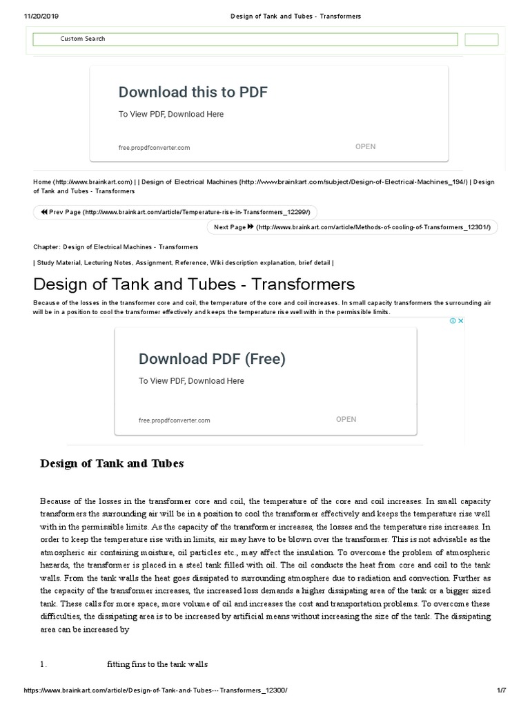 Transformer Tank Design and Cooling | PDF | Vacuum Tube | Transformer