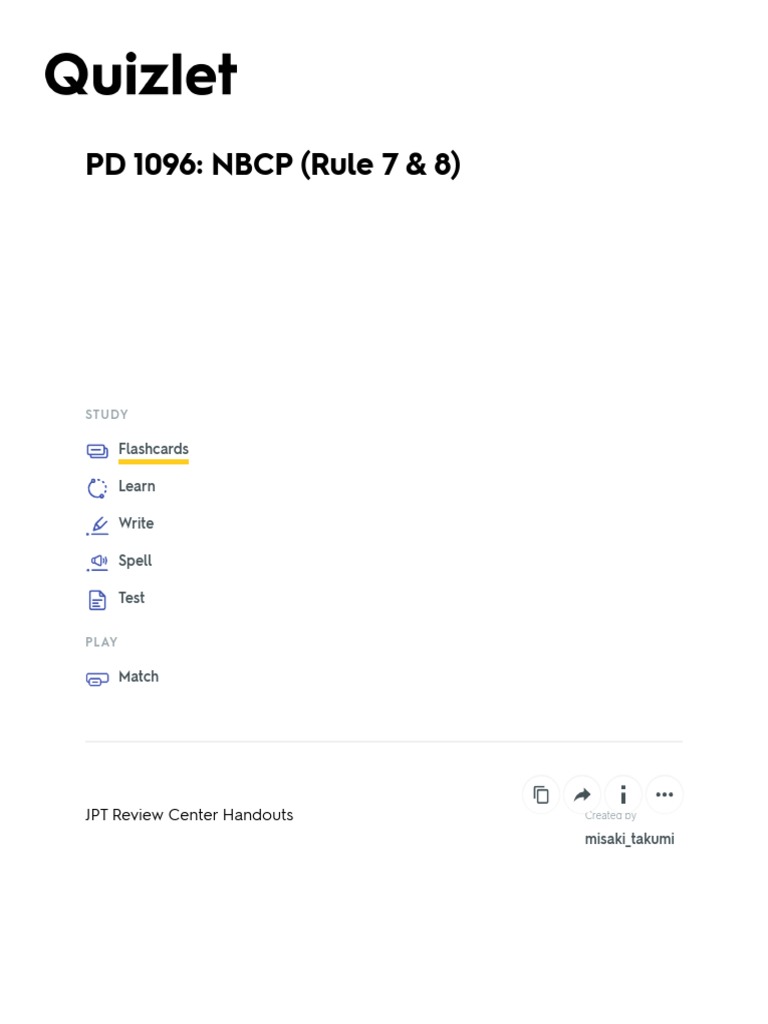 PD 1096: NBCP (Rule 7 & 8) : Flashcards Learn Write Spell Test | PDF ...