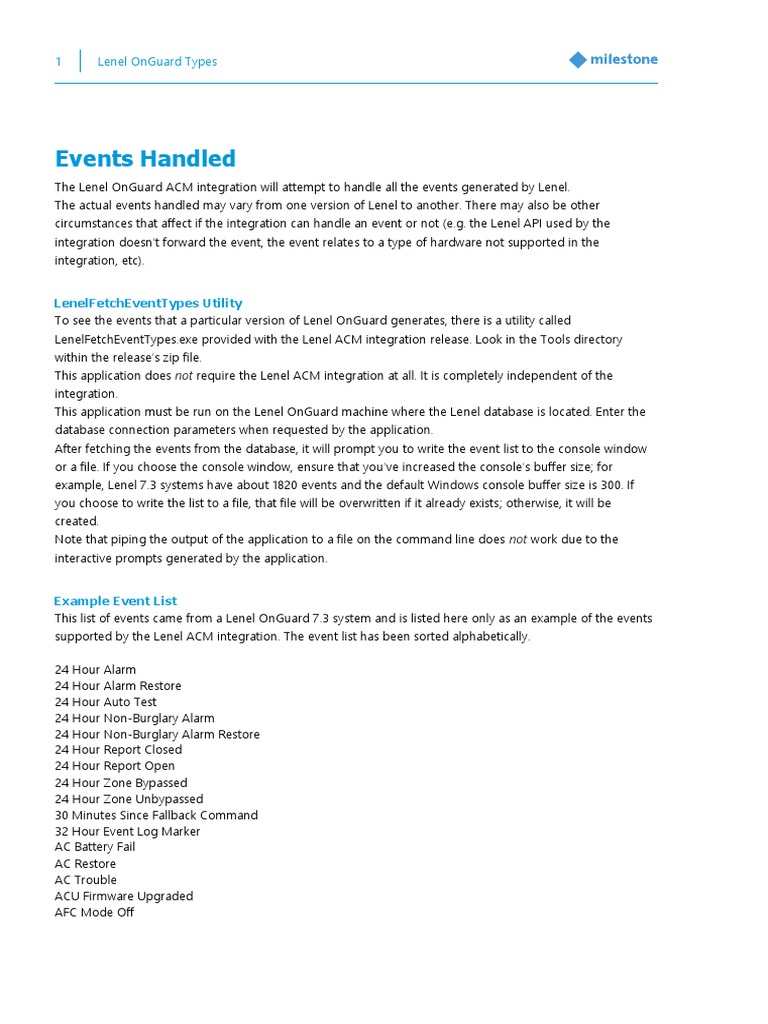 Milestone ACM Lenel Event | PDF | Command Line Interface | Access Control