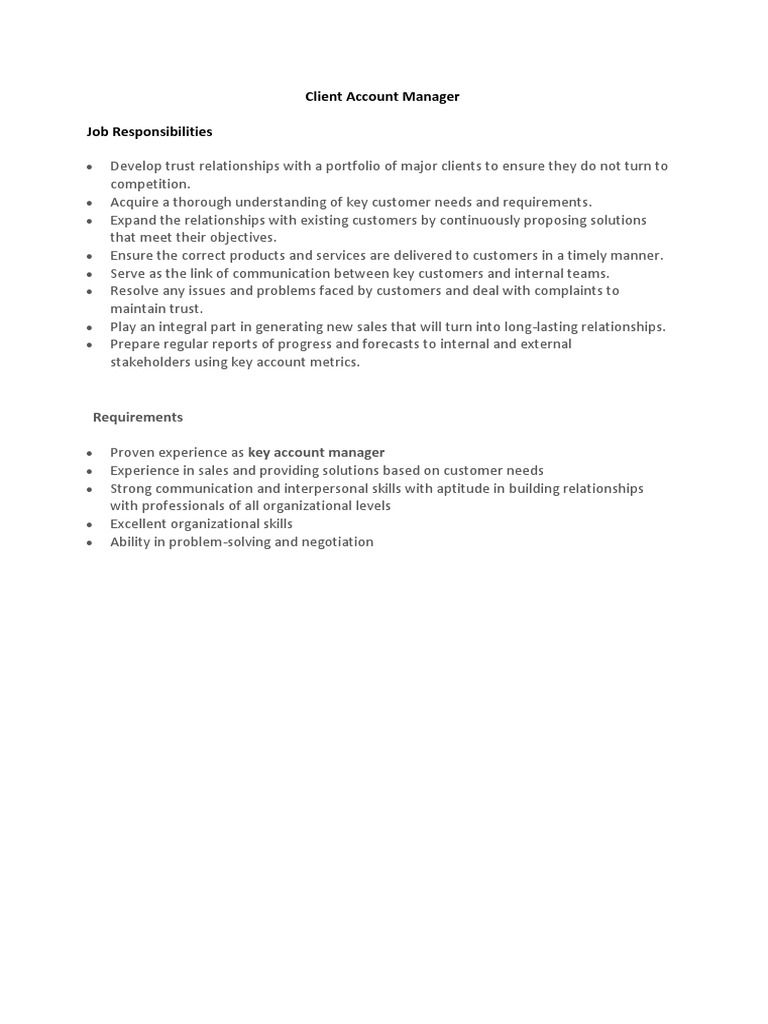 Client Account Manager | PDF