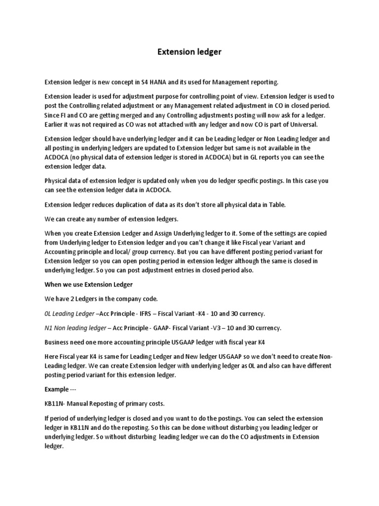 When We Use Extension Ledger | PDF | Accounting | Information Technology Management
