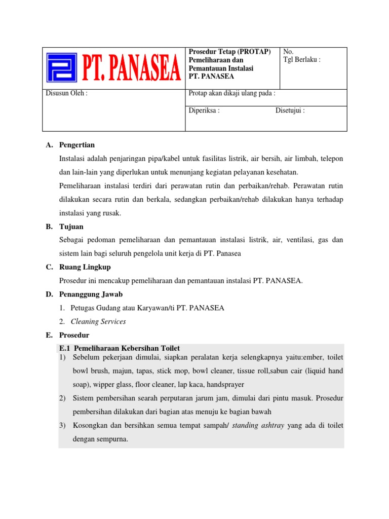 PROTAP Pemeliharaan Dan Pemantauan Instalasi | PDF