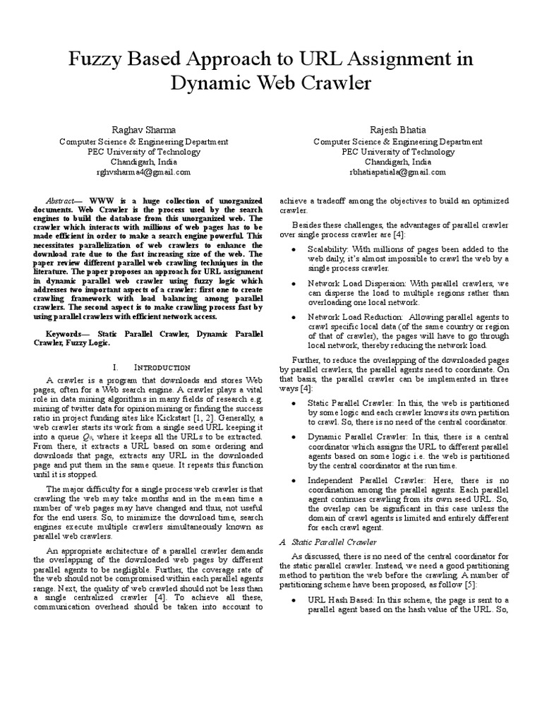 Fuzzy Based Approach To URL Assignment in Dynamic Web Crawler | PDF | Uniform Resource ...