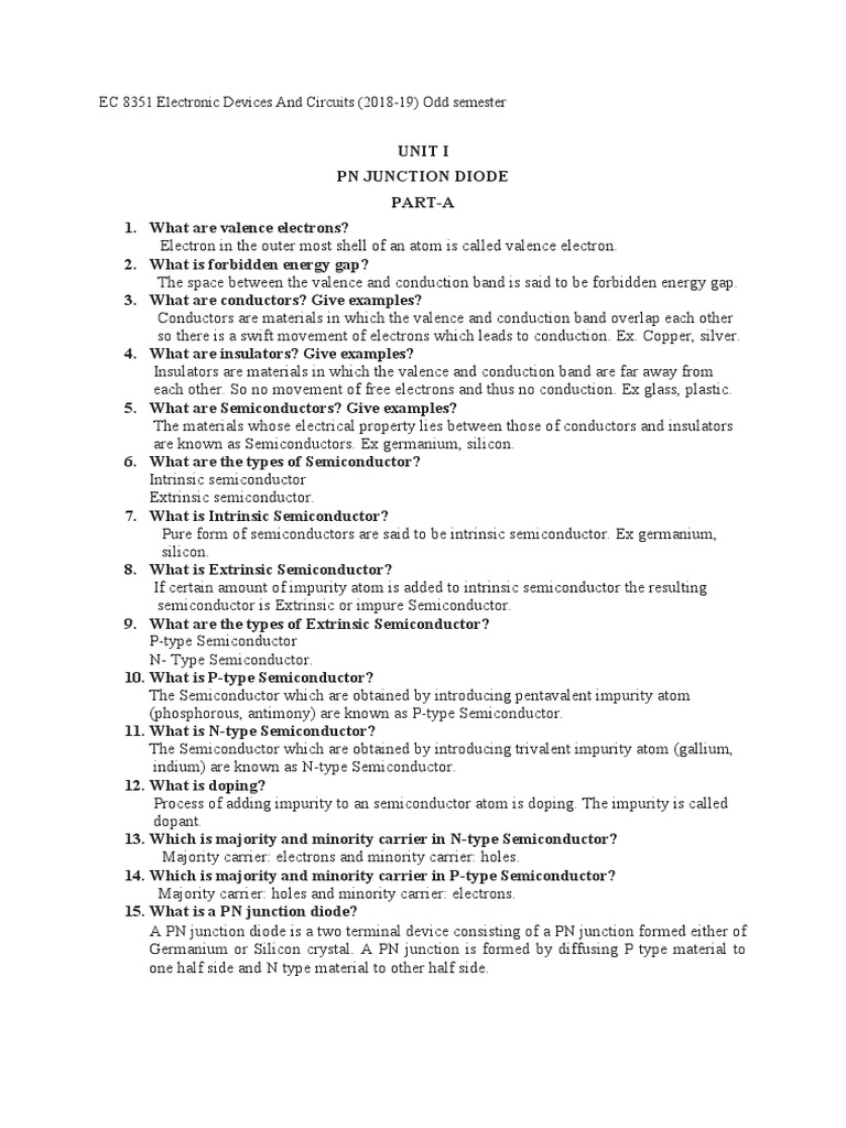EDC Question Bank | PDF | Field Effect Transistor | P–N Junction