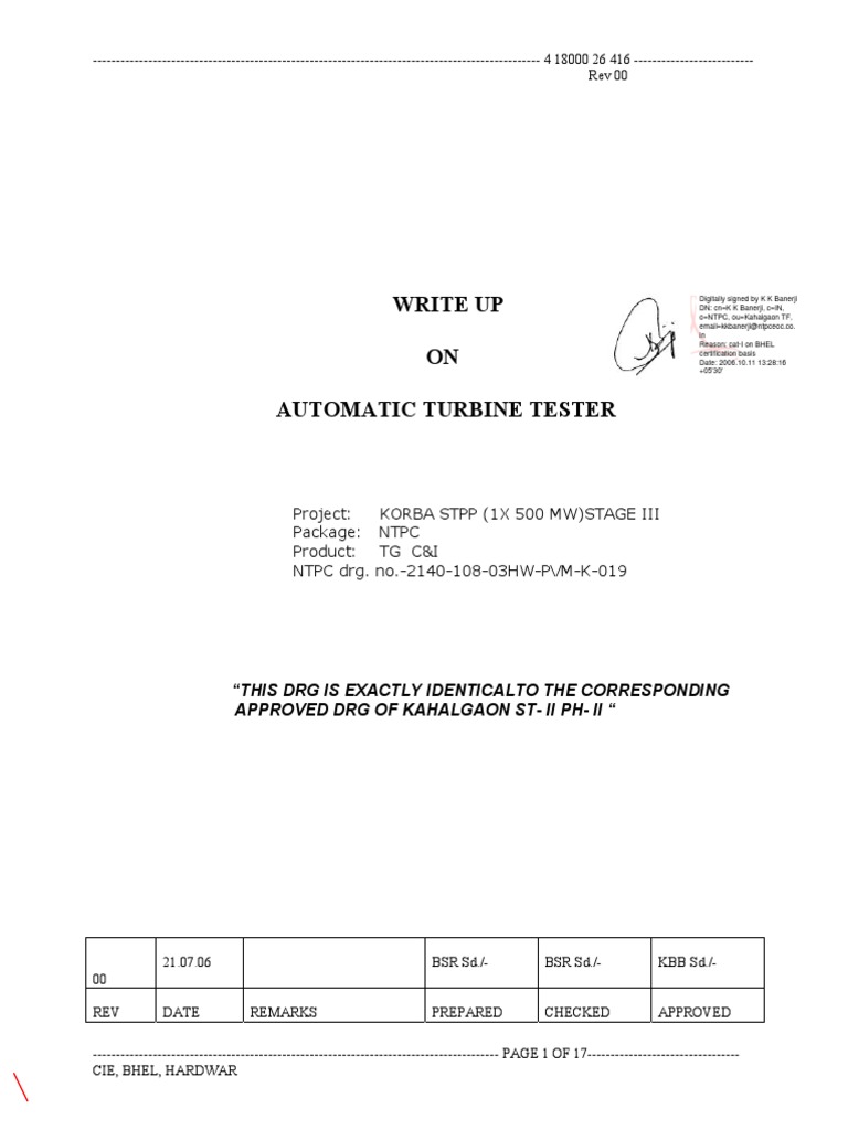 Automatic Turbine Tester Write-Up: Testing the Function of Safety ...