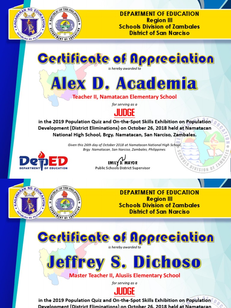 Certificate of Appreciation for Judges | PDF | Southeast Asia | Philippines
