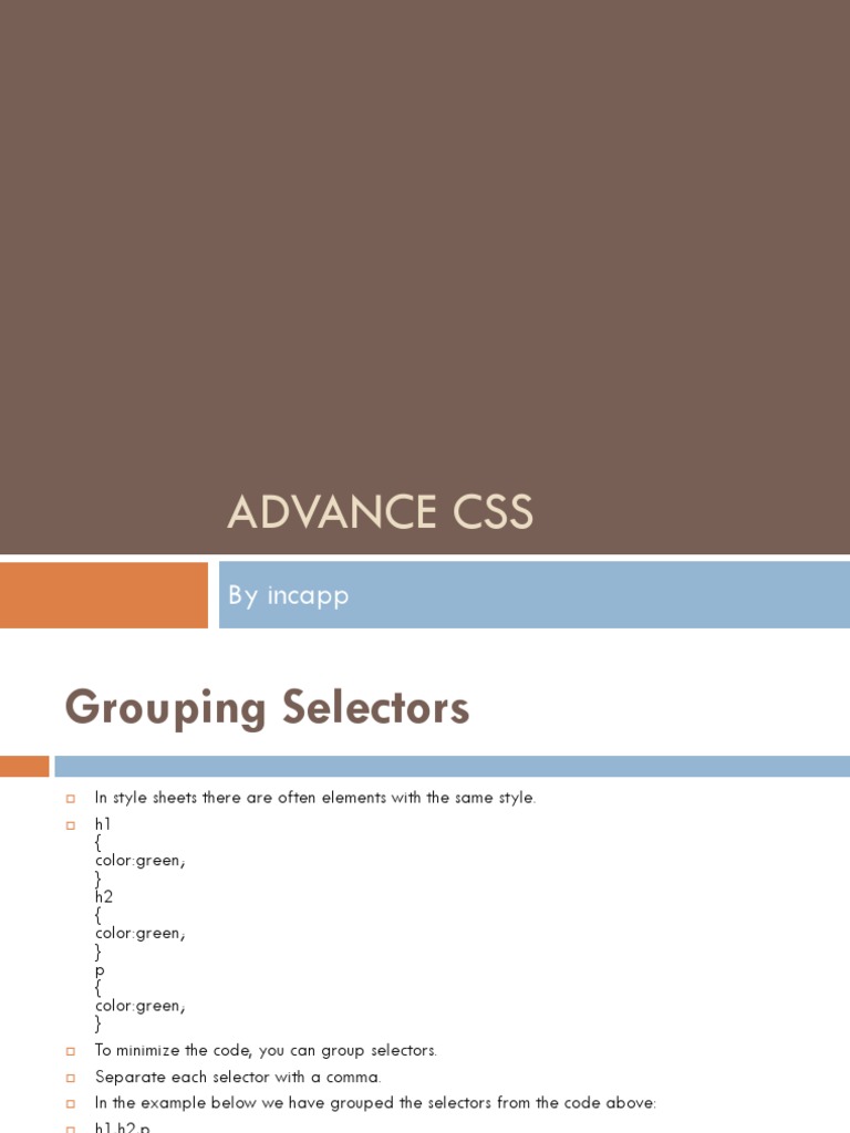 Advance CSS: by Incapp | PDF | Cascading Style Sheets | Html Element