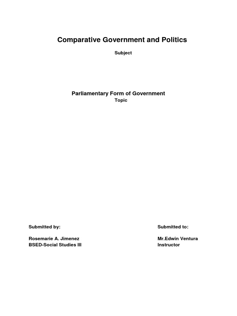 Comparative Government and Politics 3 | PDF | Parliamentary System ...