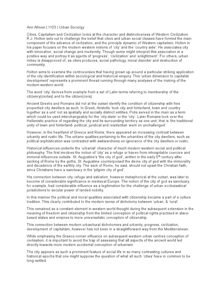 Cities | PDF | Max Weber | Capitalism