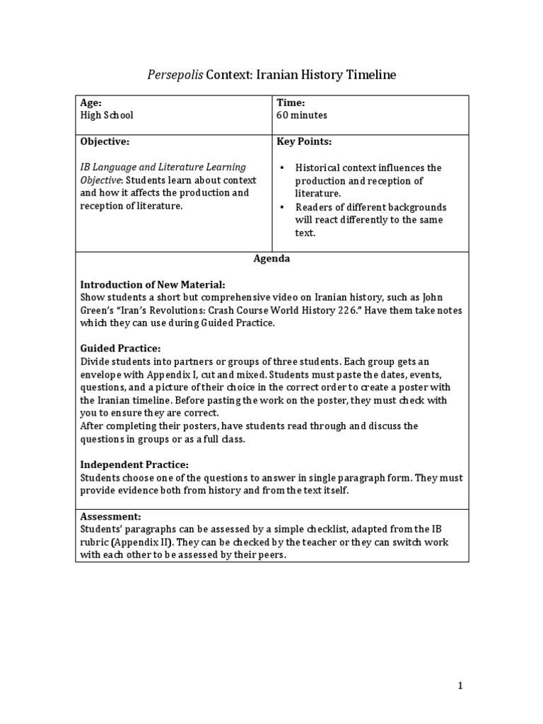 Iranian History in Persepolis Lesson | PDF | Ruhollah Khomeini | Iran