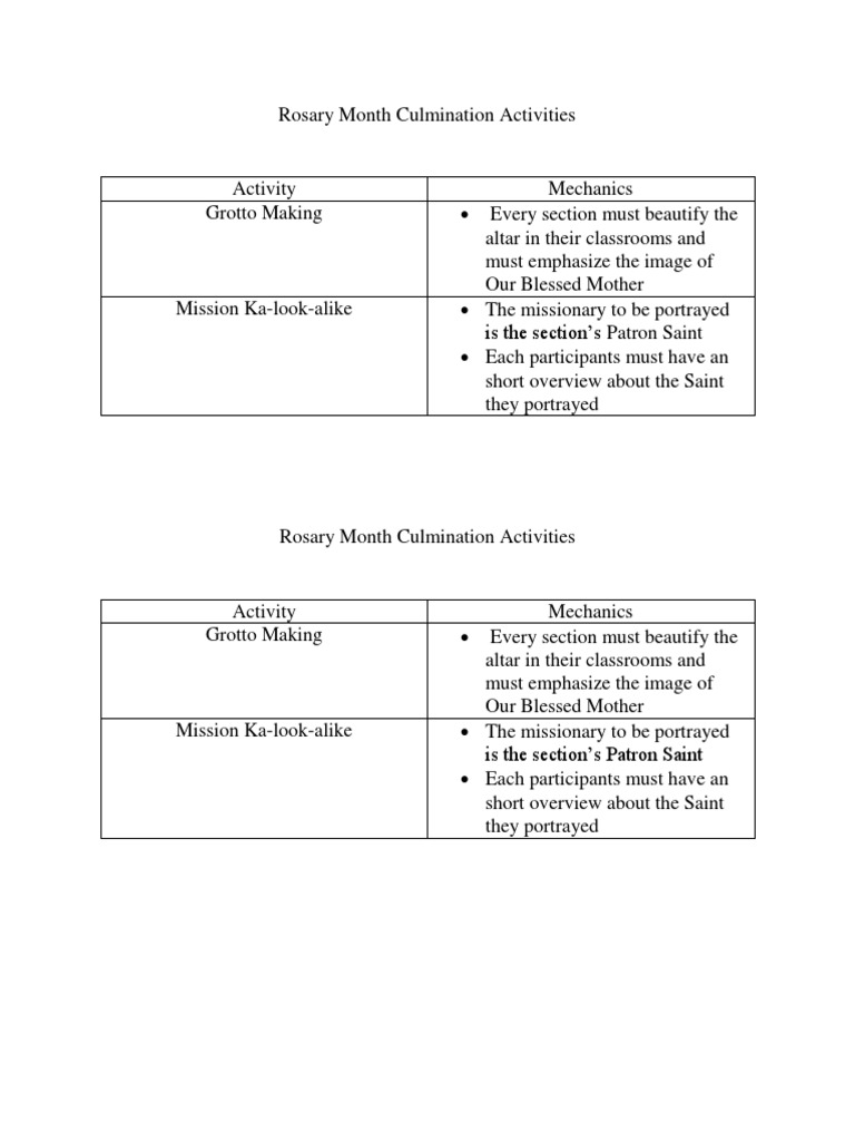 Rosary Month Culmination Activities | PDF
