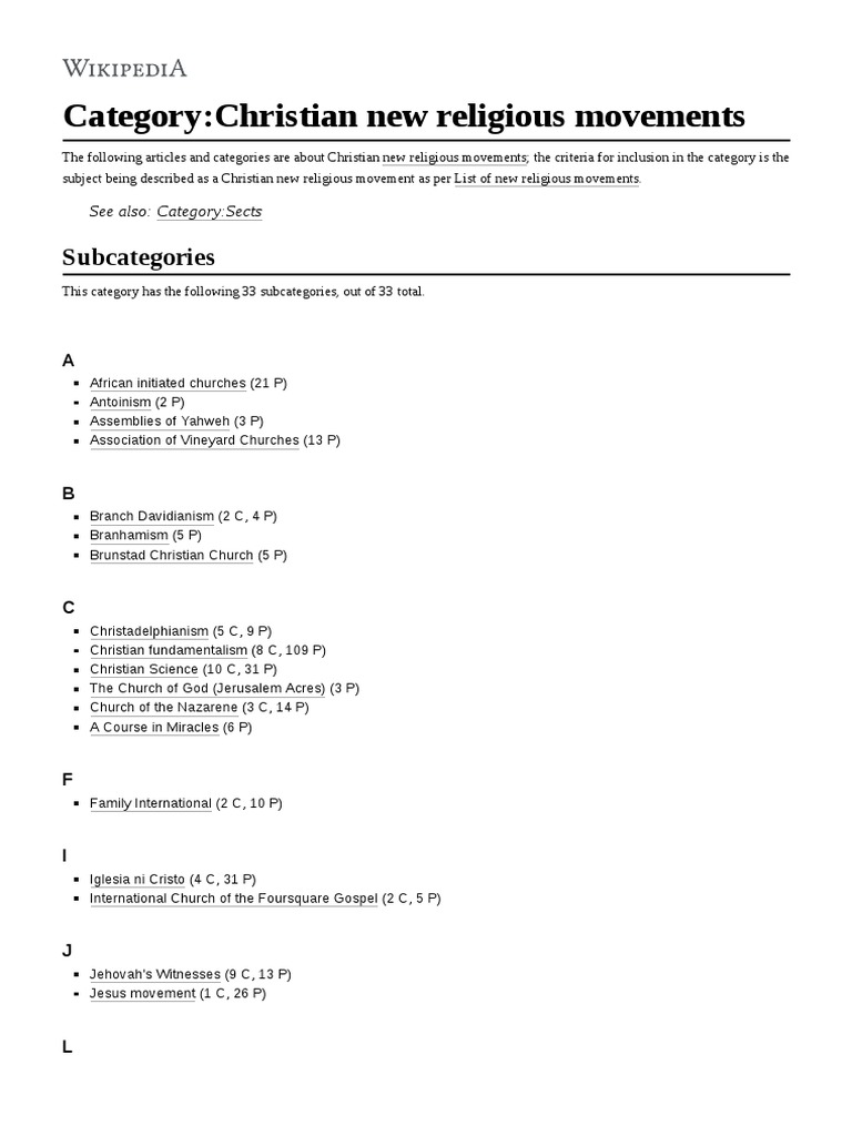 Category Christian New Religious Movements | PDF | Christian ...