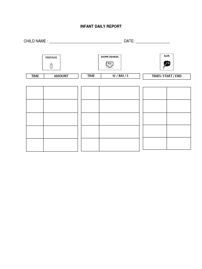 Infant Daily Care Report Template | PDF