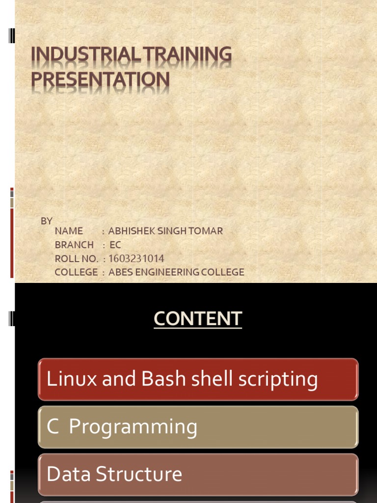 Industrial Training PPT C Bash Shell Data Structur Uing Linux | PDF | Pointer (Computer ...
