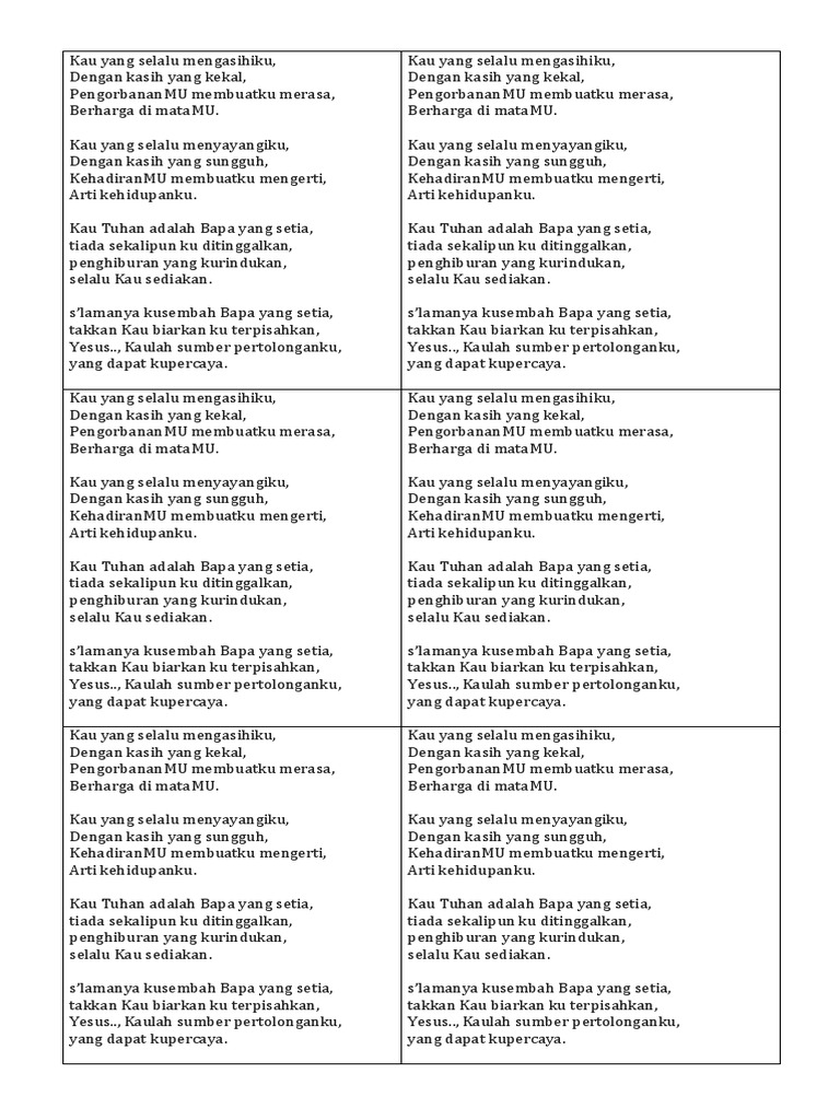 Lirik Lagu Bapa yang Setia | PDF