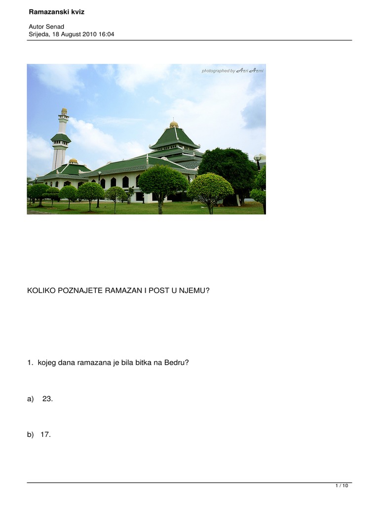 Ramazanski Kviz | PDF