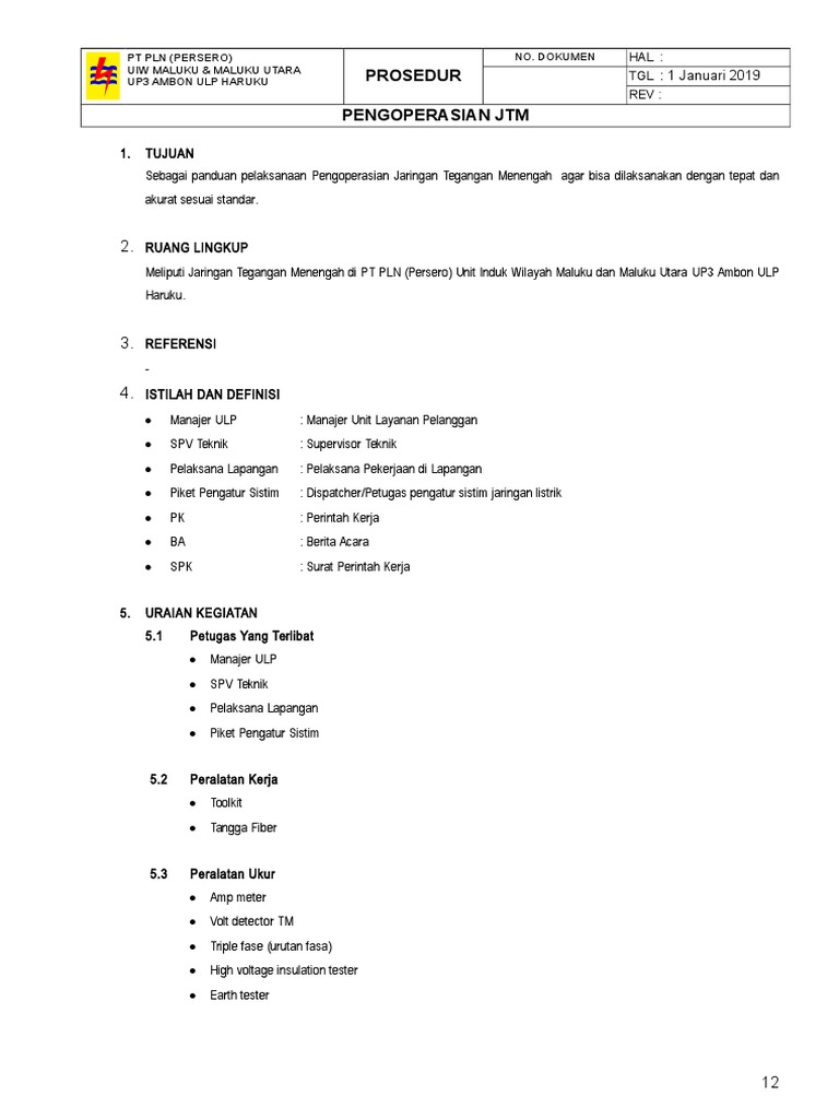 5 SOP Pengoperasian JTM Edited1 | PDF