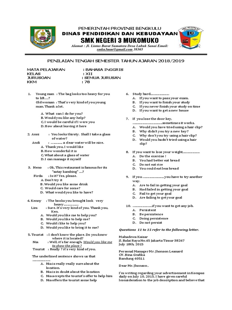 Soal Dmi Kelas Xii MM | PDF