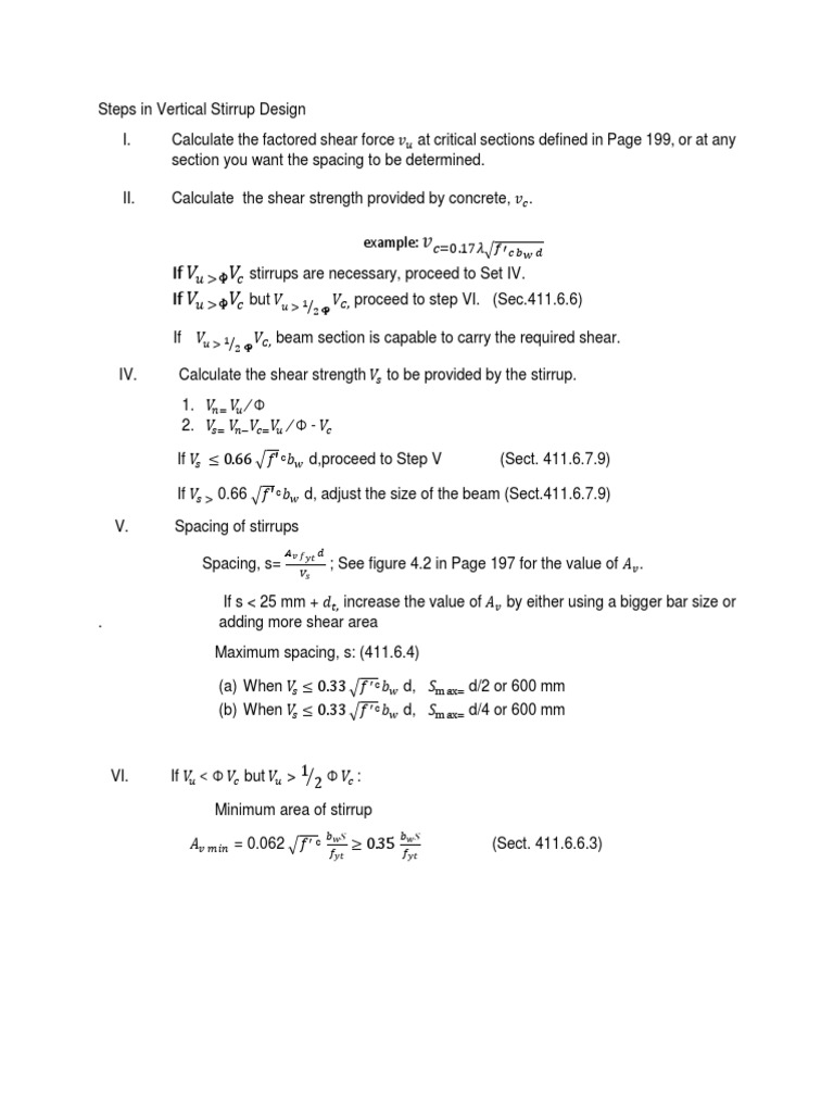 Steps in Vertical Stirrup Design | PDF