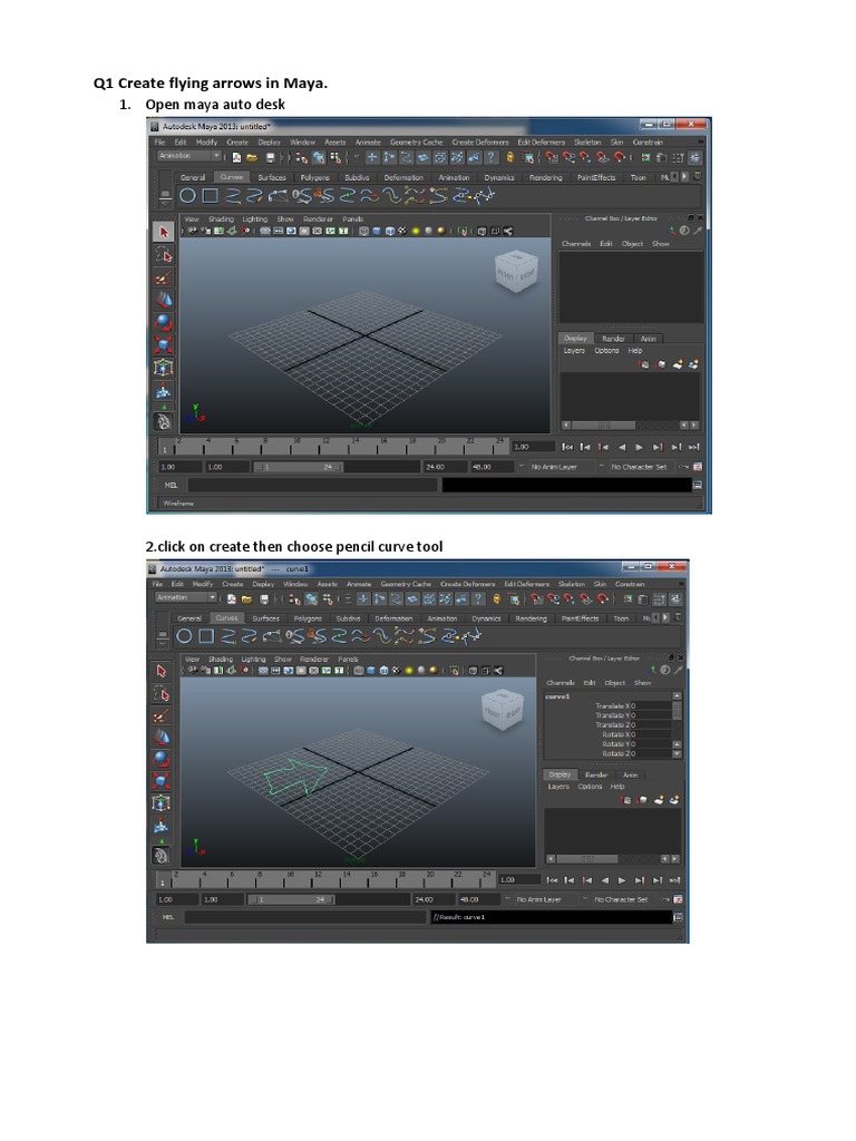Q1 Create Flying Arrows in Maya: 1. Open Maya Auto Desk | PDF | Planets ...