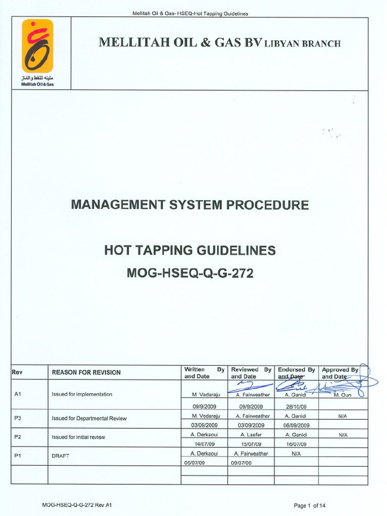 Hot Tapping Guidlines | PDF | Pipe (Fluid Conveyance) | Risk Management