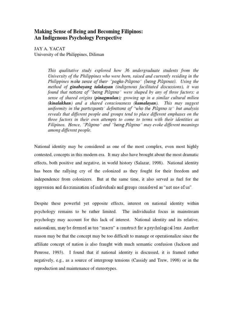 Understanding Filipino Identity Today | PDF | Identity (Social Science ...