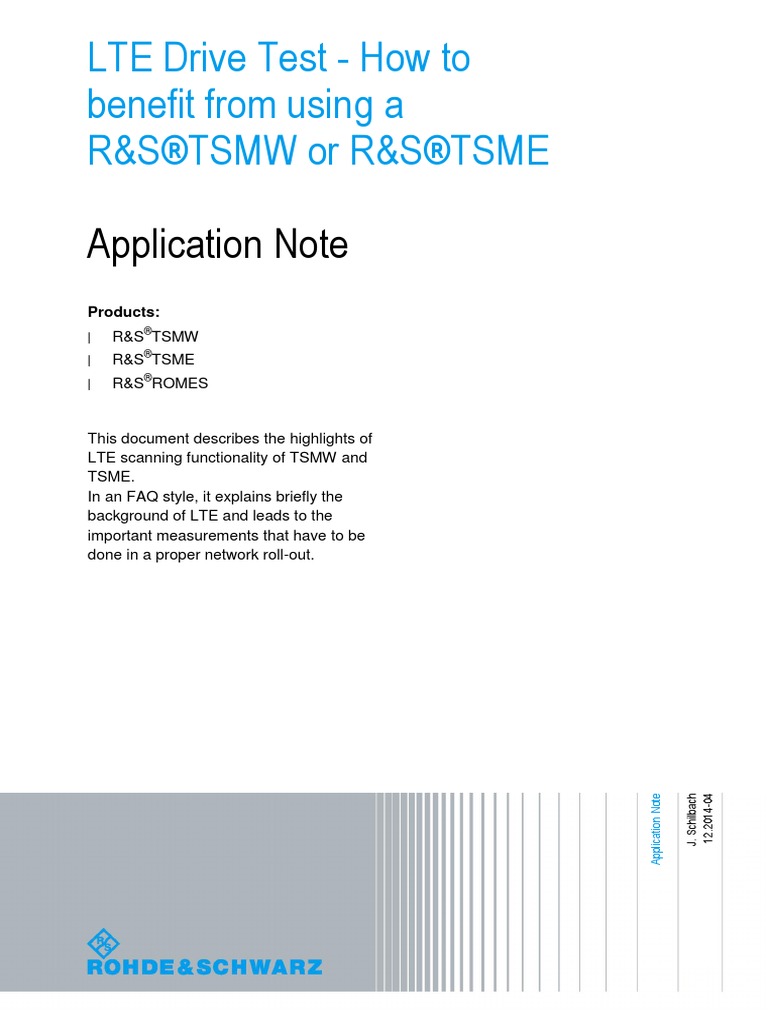 Application Note: LTE Drive Test - How To Benefit From Using A R&S®TSMW ...