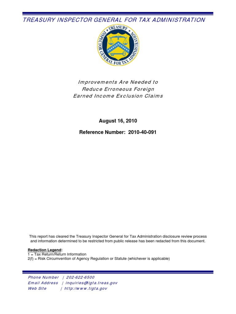 Erroneous Foreign Earned Income Exclusion Claims | Irs Tax Forms ...