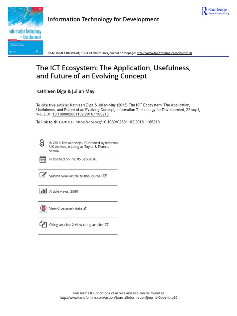 The ICT Ecosystem The Application Usefulness and Future of An Evolving ...