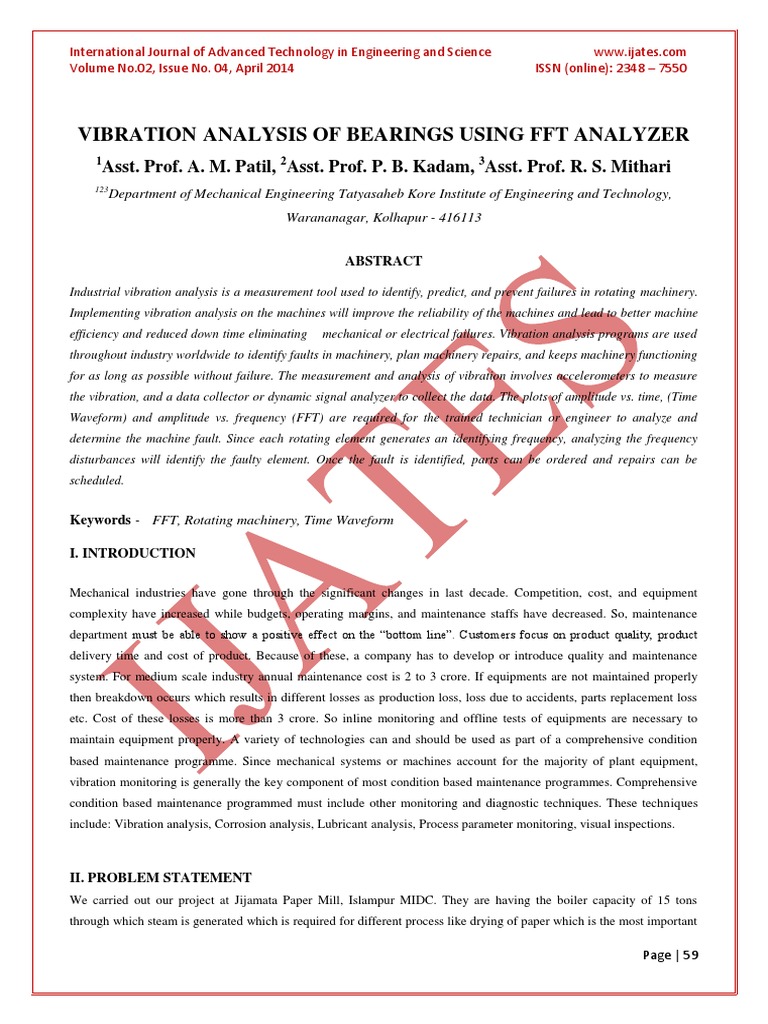 FFT-Based Vibration Analysis of Bearings | PDF | Sampling (Signal ...