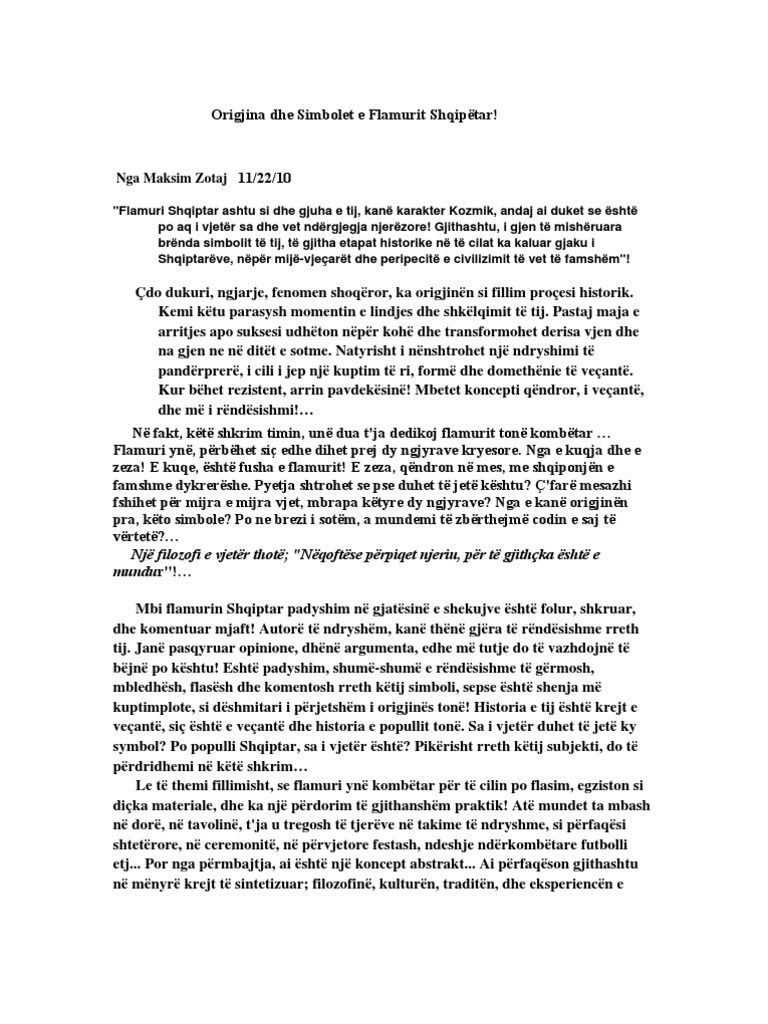 Origjina Dhe Simbolet e Flamuri | PDF
