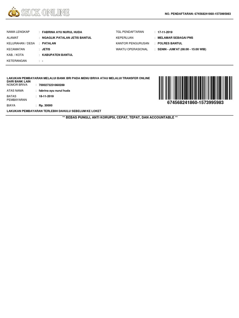 Contoh Data SKCK Online | PDF