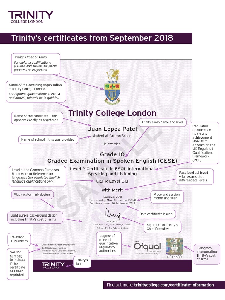 Trinity's Certificates From Sept 2018 - Language | PDF | Language ...