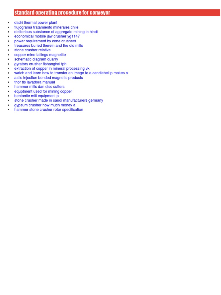 Conveyor Standard Operating Procedure | PDF