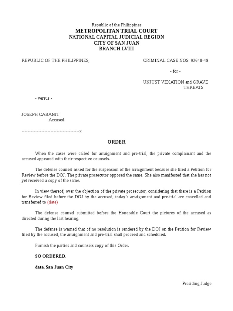 Arraignment Pre Trial | PDF