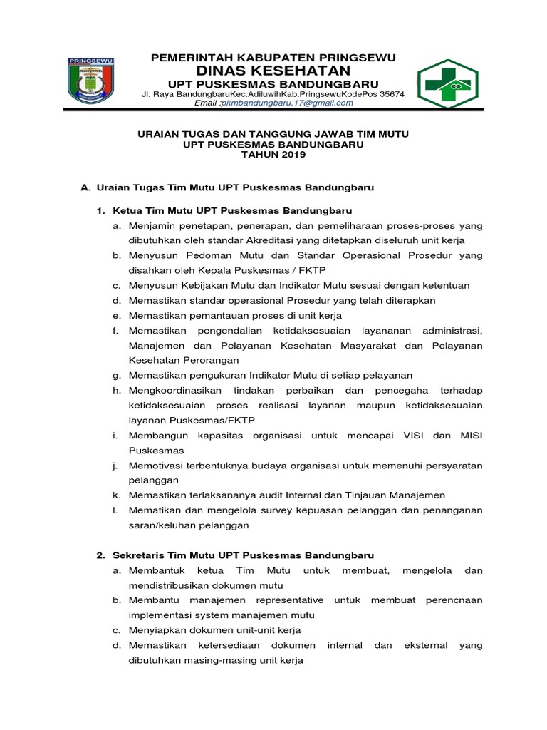 Uraian Tugas Tim Mutu | PDF