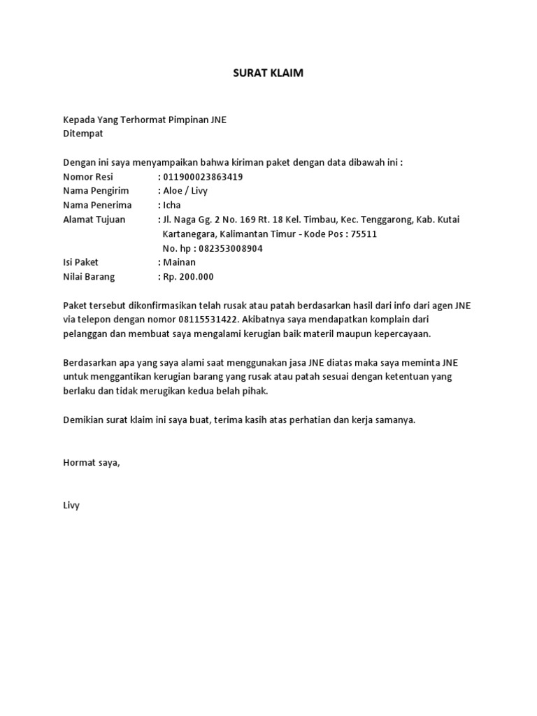 Surat Klaim | PDF