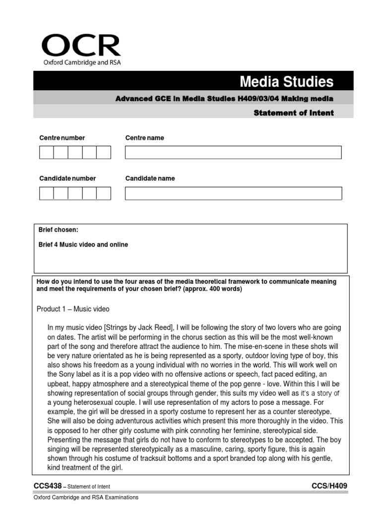 Statement of Intent | PDF | Technological Convergence | Mass Media