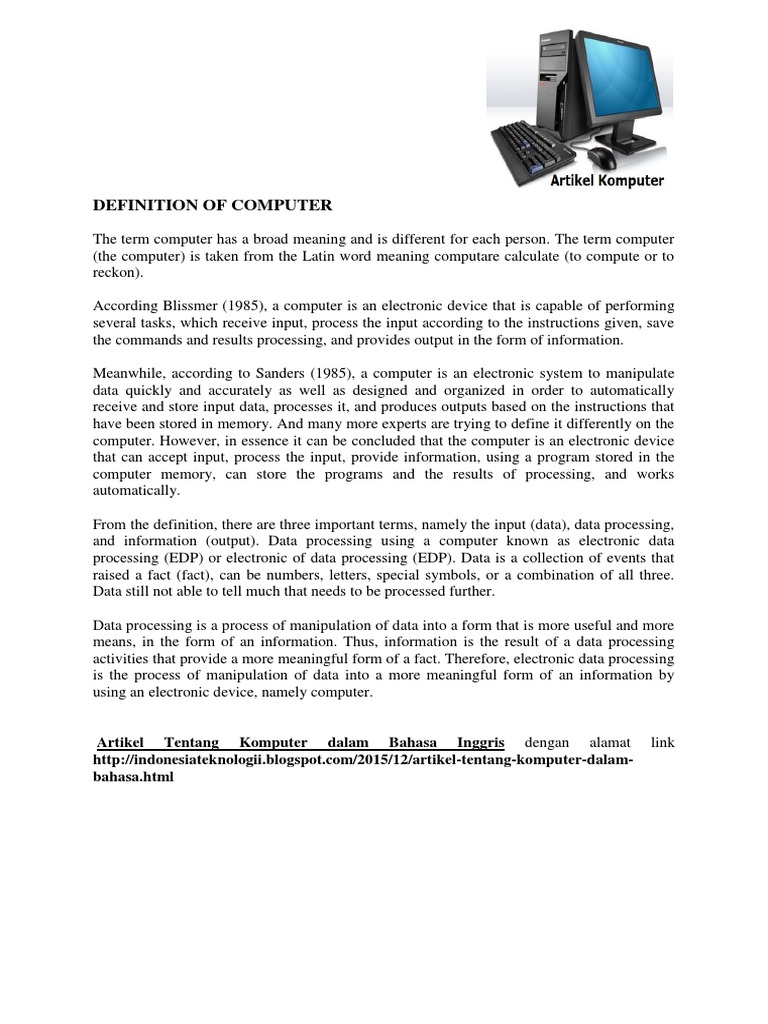 Definition of Computer: Tentang Komputer Dalam Bahasa Inggris Bahasa ...