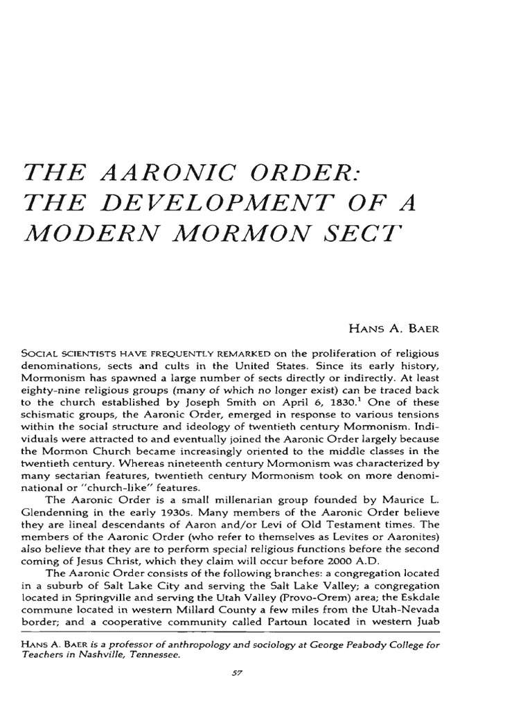 Order of Aaron | PDF | The Church Of Jesus Christ Of Latter Day Saints ...