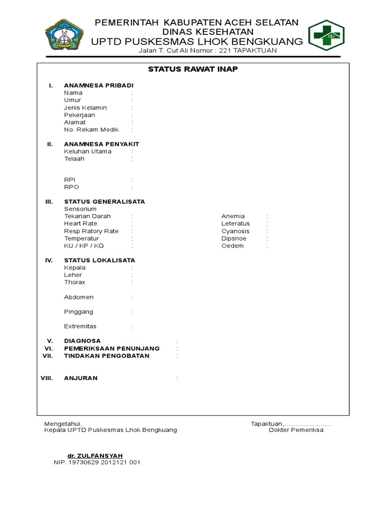 Form Rawat Inap | PDF