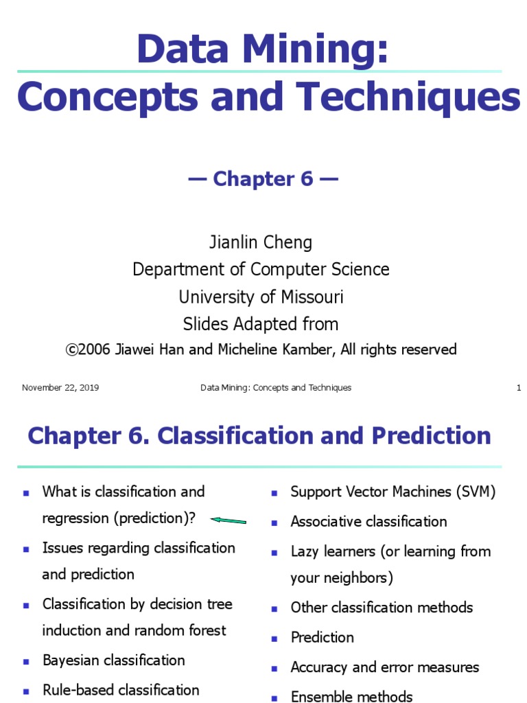 Data Mining: Concepts and Techniques: - Chapter 6 | PDF | Statistical ...